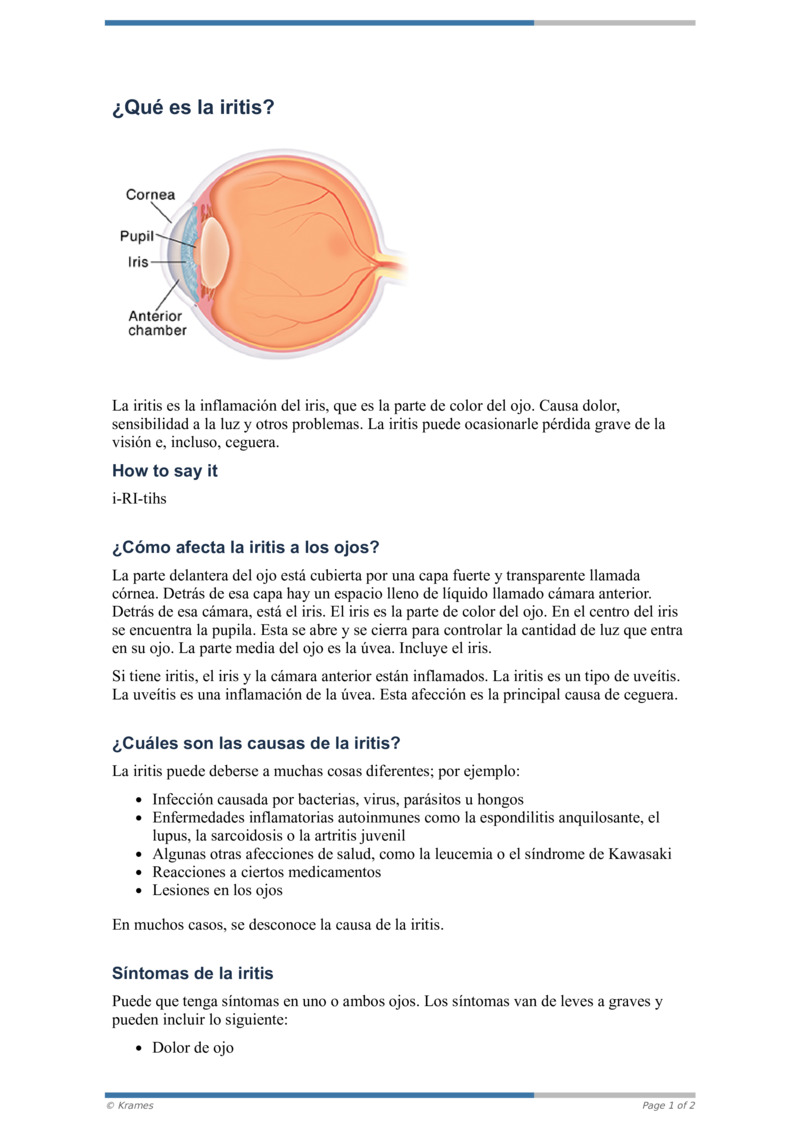 PDF - ¿Qué es la iritis? - HealthClips Online