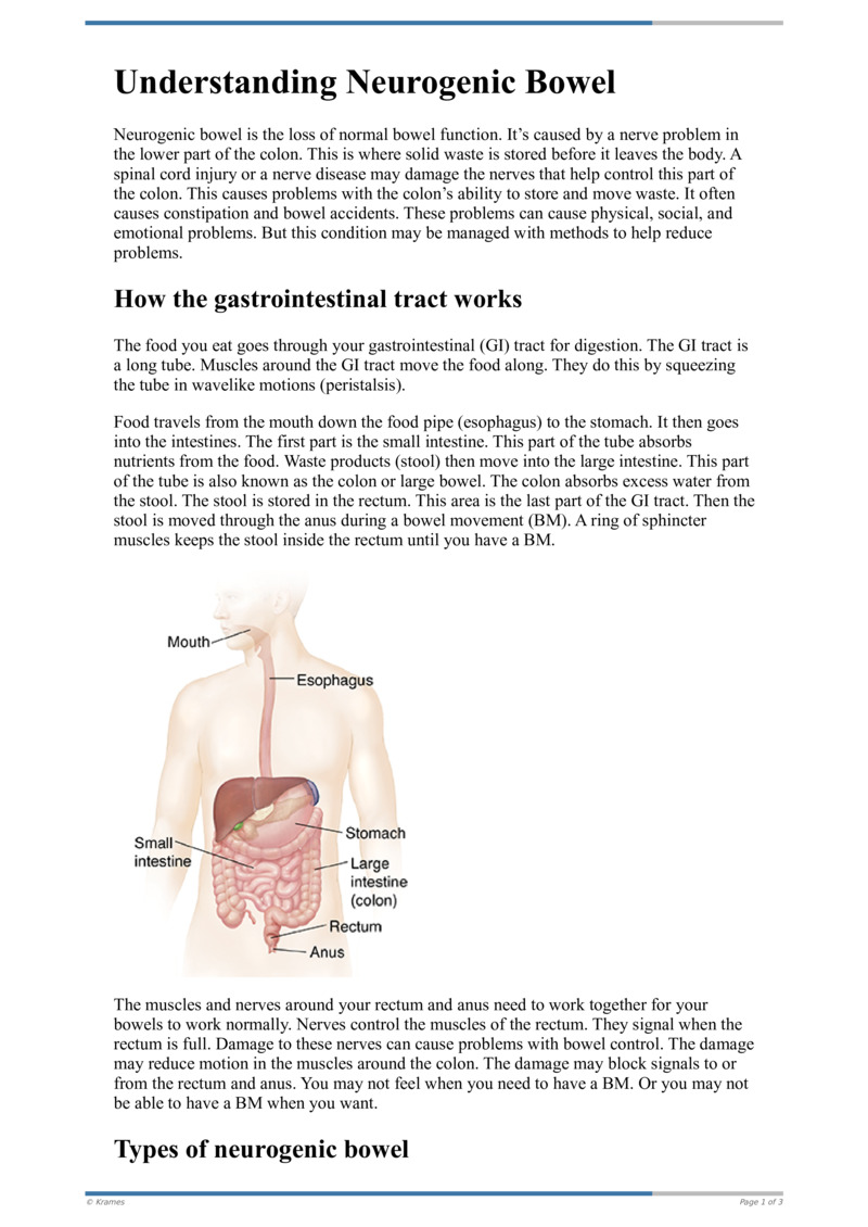 Text - Understanding Neurogenic Bowel - HealthClips Online