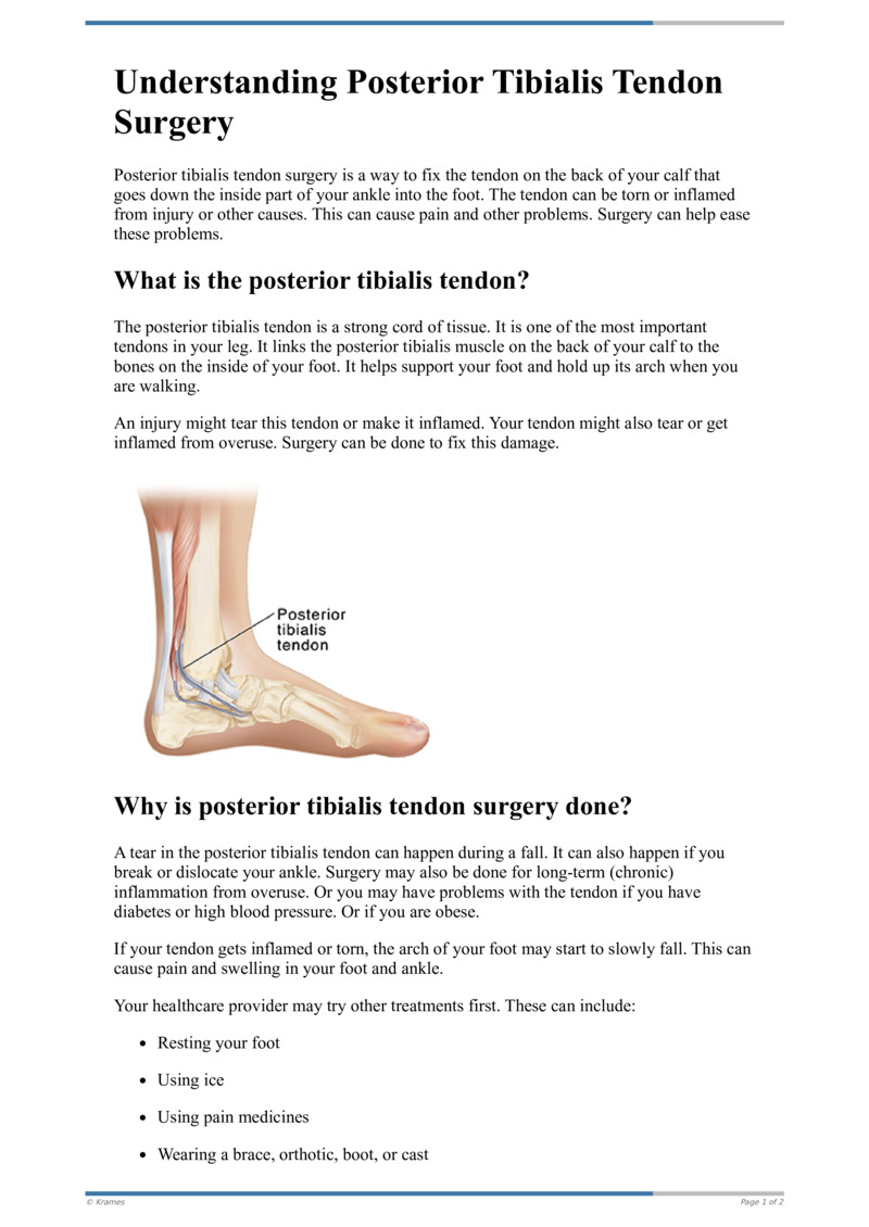 Text - Understanding Posterior Tibialis Tendon Surgery - HealthClips Online