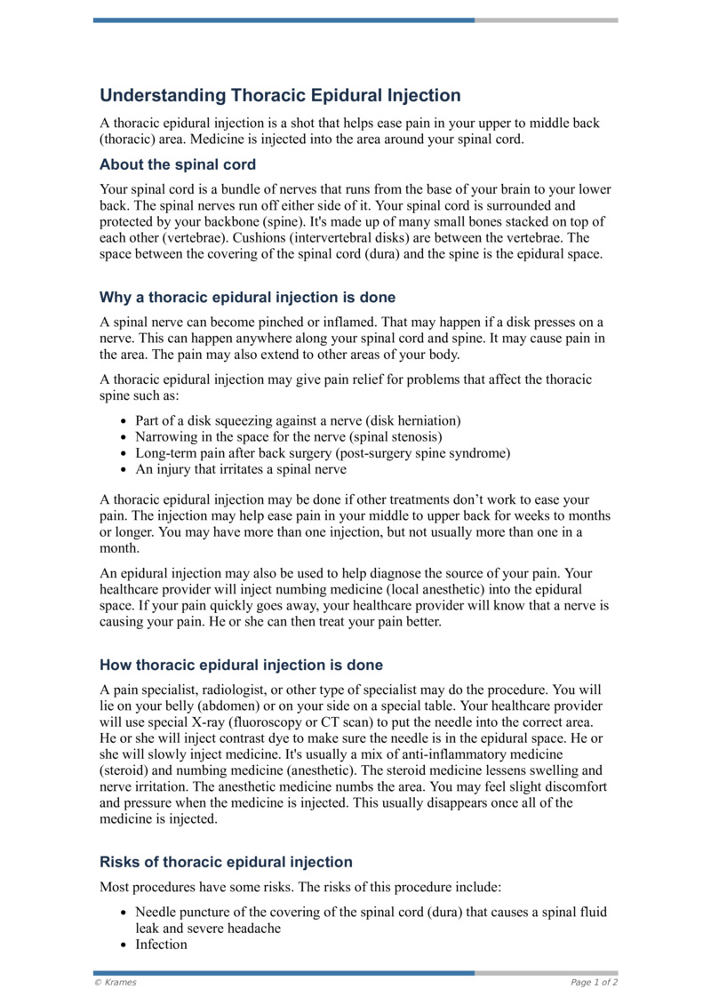 PDF - Understanding Thoracic Epidural Injection - HealthClips Online