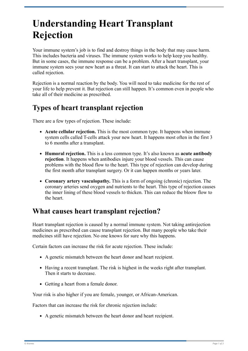 Text - Understanding Heart Transplant Rejection - HealthClips Online
