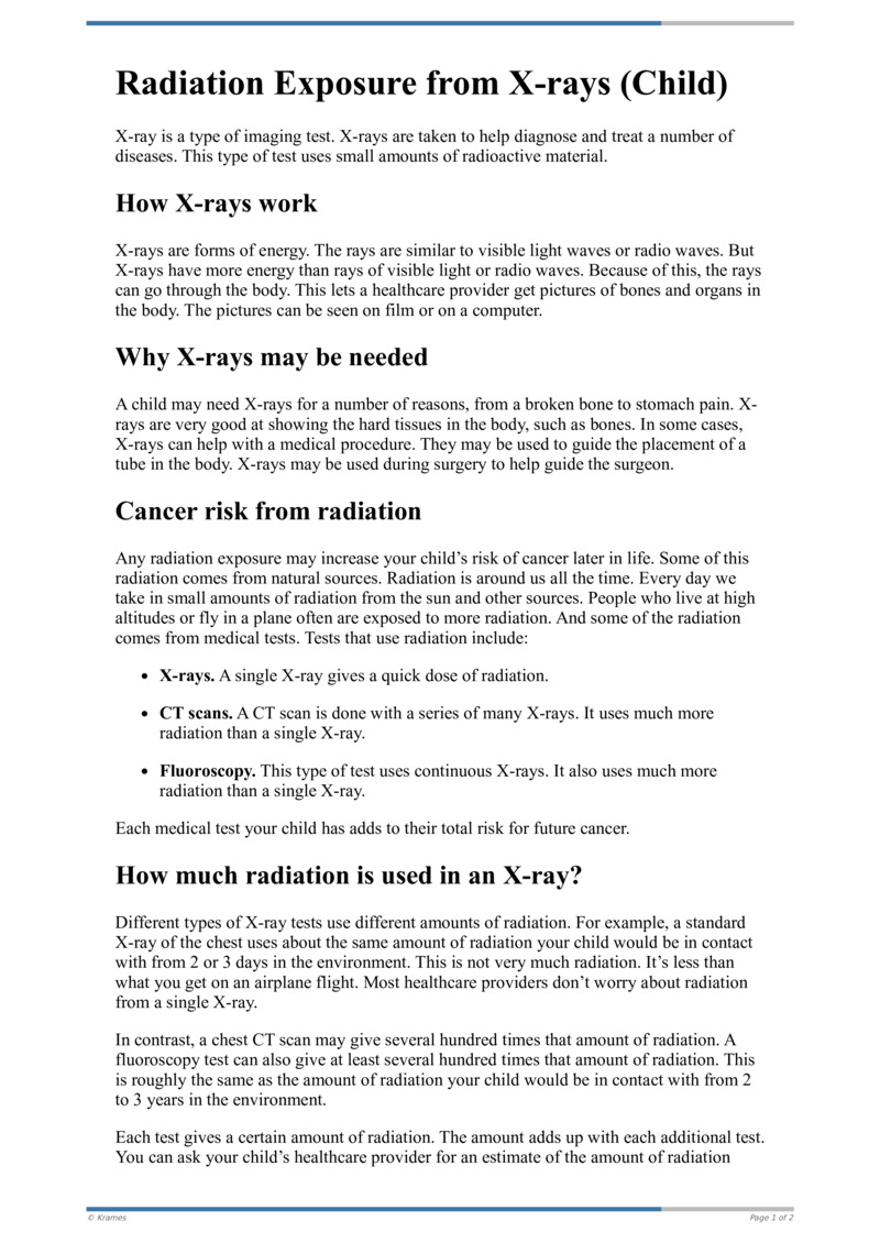 Text - Radiation Exposure from X-rays (Child) - HealthClips Online