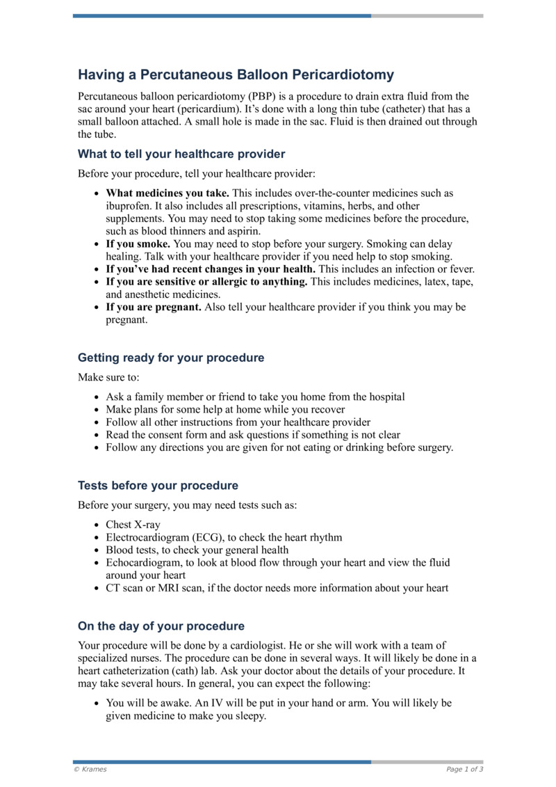 Text - Having a Percutaneous Balloon Pericardiotomy - HealthClips Online
