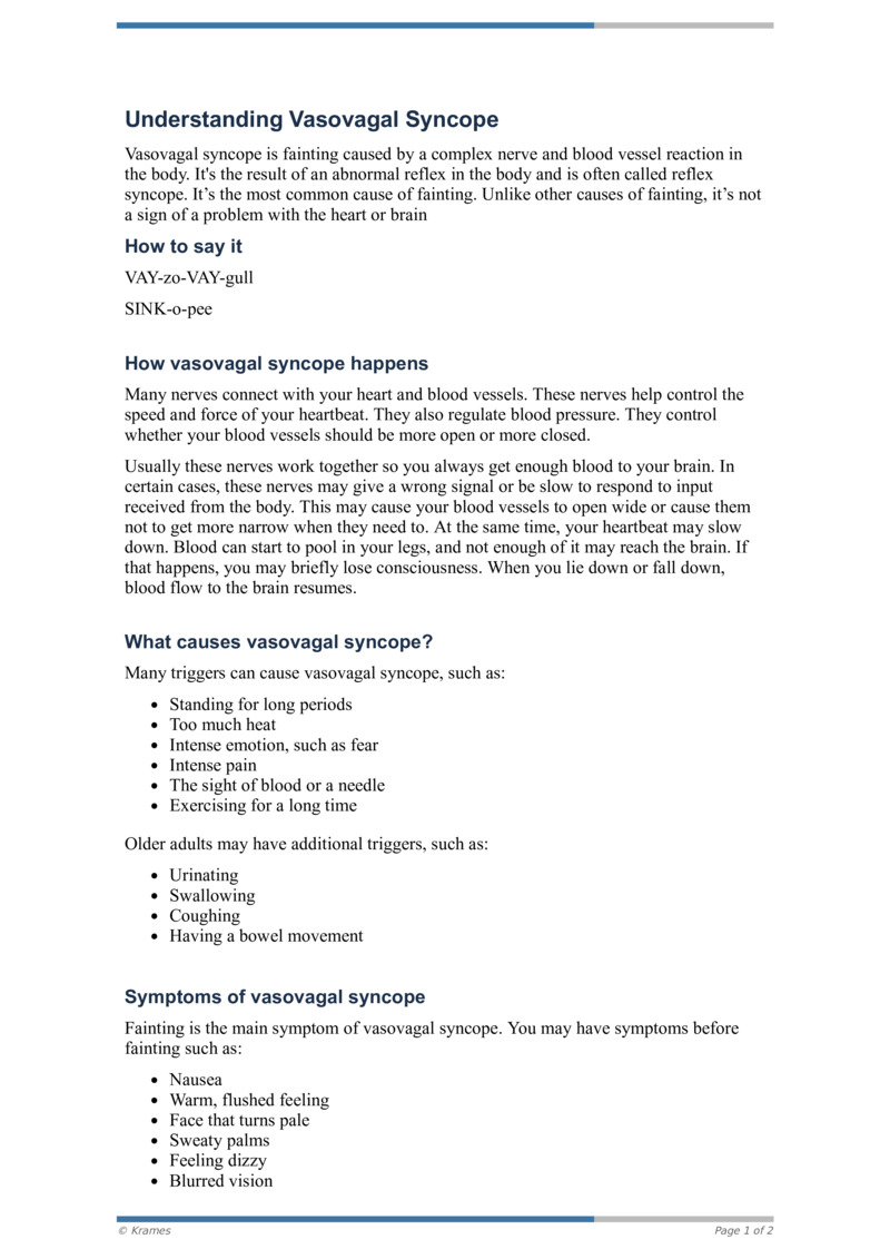 PDF - Understanding Vasovagal Syncope - HealthClips Online