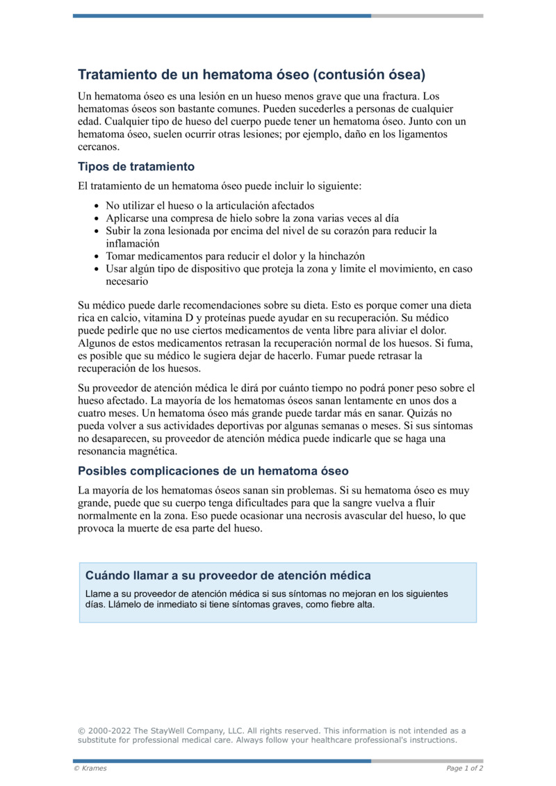 PDF - Tratamiento de un hematoma óseo (contusión ósea) - HealthClips Online