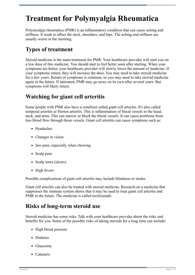 Text - Treatment for Polymyalgia Rheumatica - HealthClips Online