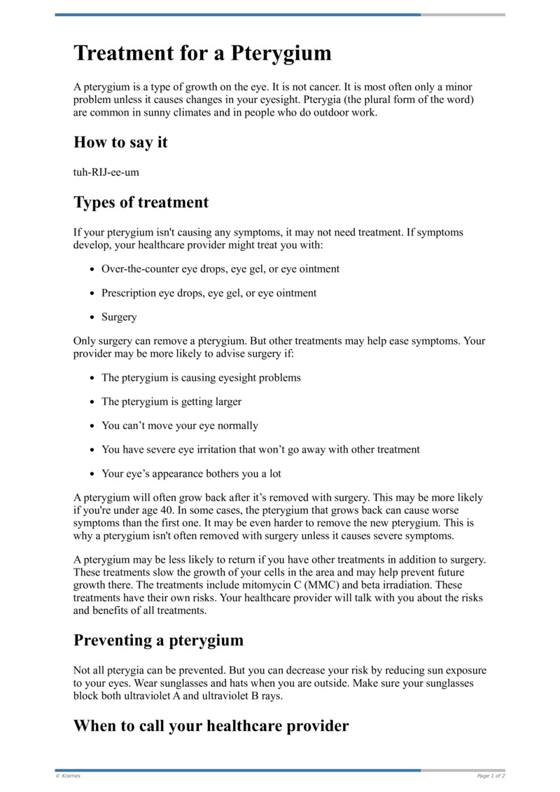 Text - Treatment for a Pterygium - HealthClips Online
