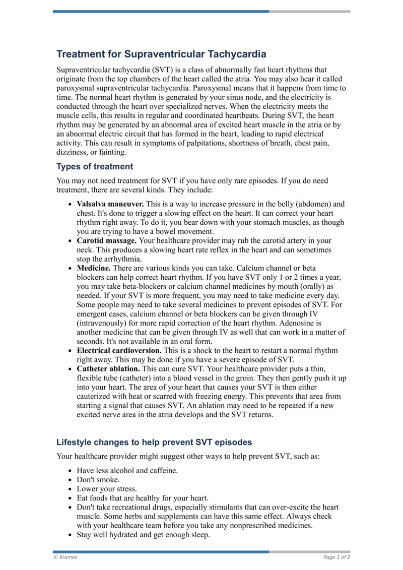 PDF - Treatment for Supraventricular Tachycardia (SVT) - HealthClips Online