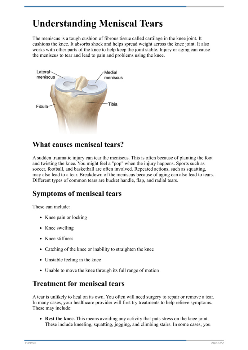 Text - Understanding Meniscal Tears - HealthClips Online