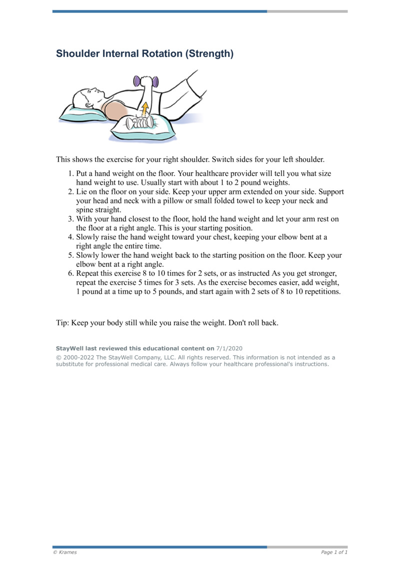 Text - Shoulder Internal Rotation (Strength) - HealthClips Online