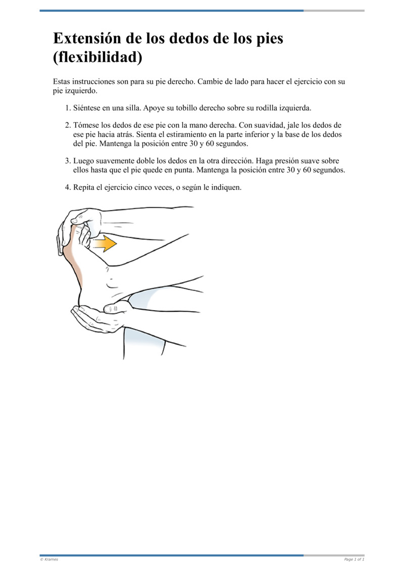 Text - Extensión de los dedos de los pies (flexibilidad) - HealthClips ...