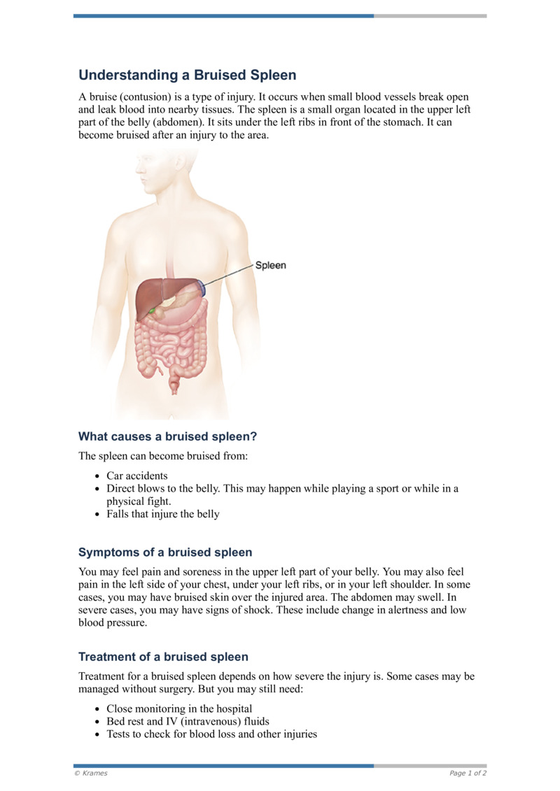 PDF - Understanding a Bruised Spleen - HealthClips Online