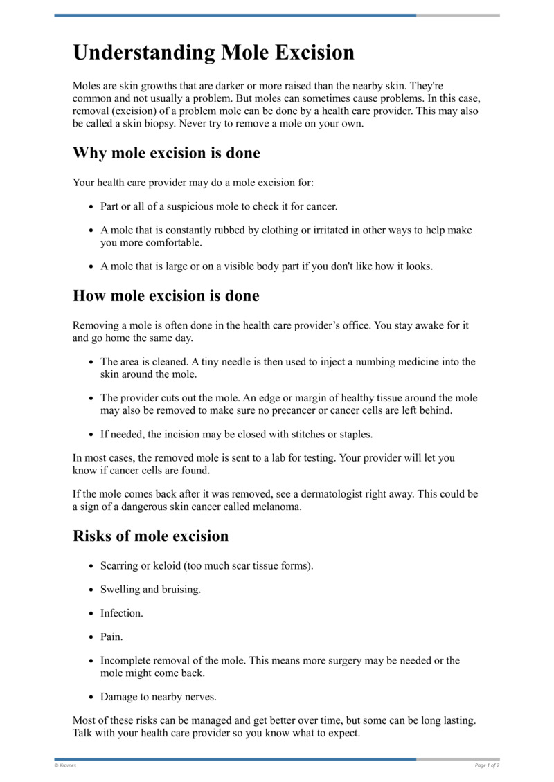 Text - Understanding Mole Excision - HealthClips Online