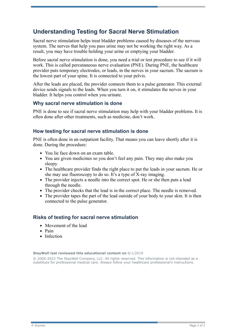 PDF - Understanding Testing for Sacral Nerve Stimulation - HealthClips ...