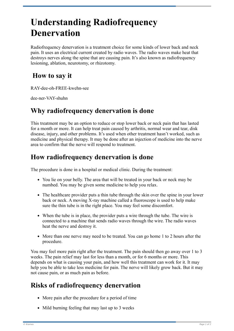 Text - Understanding Radiofrequency Denervation - HealthClips Online