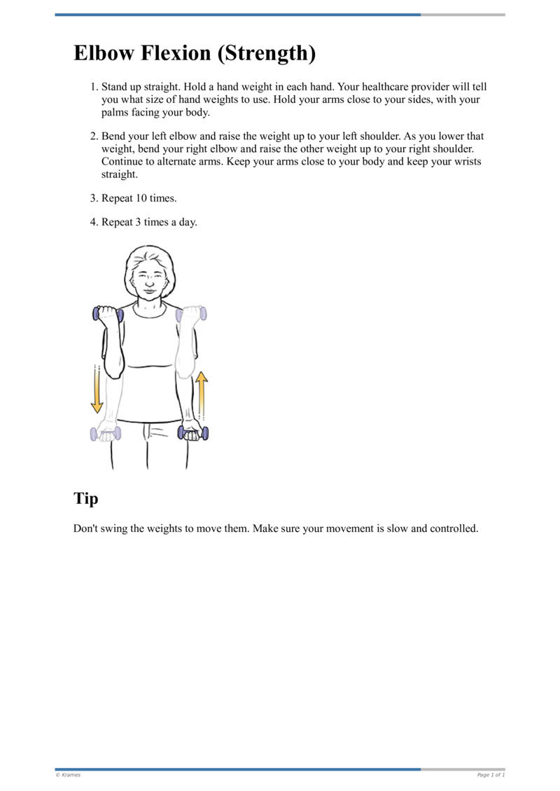 PDF - Elbow Flexion (Strength) - HealthClips Online