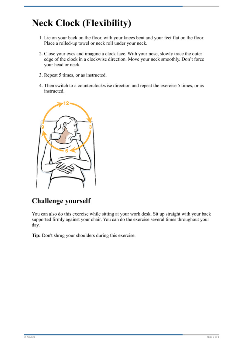 Text - Neck Clock (Flexibility) - HealthClips Online