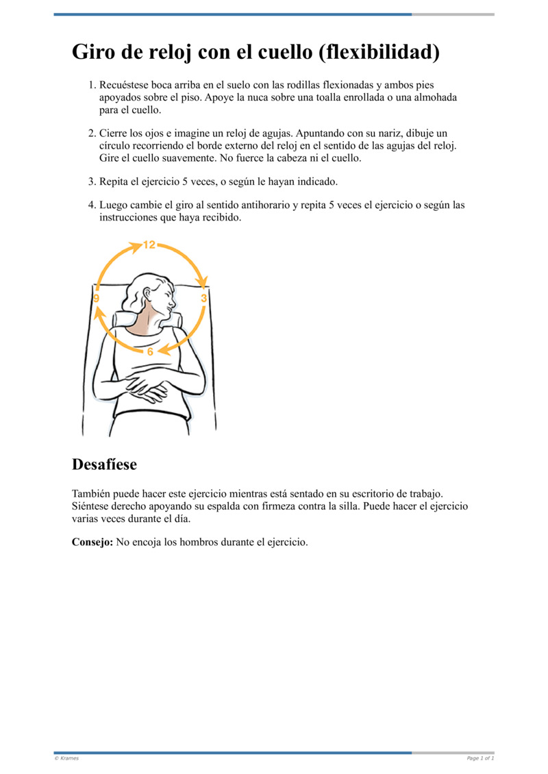 Text - Giro de reloj con el cuello (flexibilidad) - HealthClips Online