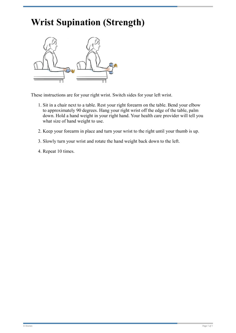 PDF - Wrist Supination (Strength) - HealthClips Online