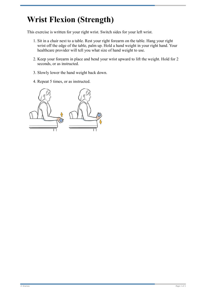 Text - Wrist Flexion (Strength) - HealthClips Online