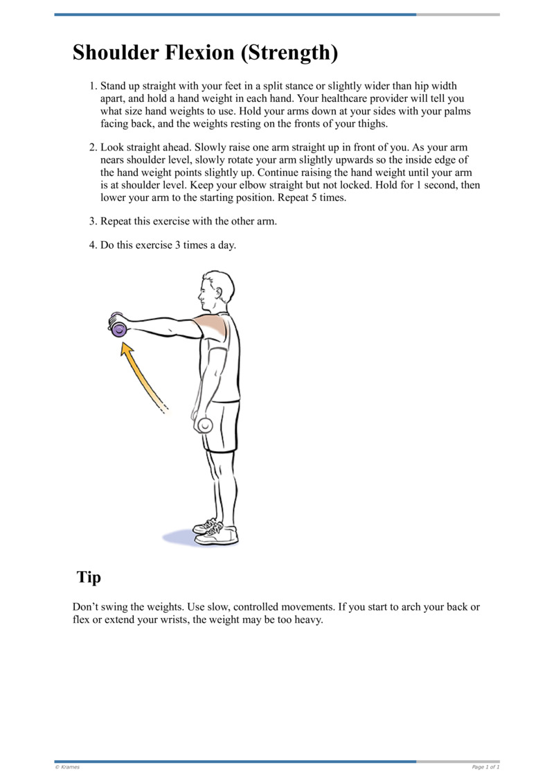 PDF - Shoulder Flexion (Strength) - HealthClips Online