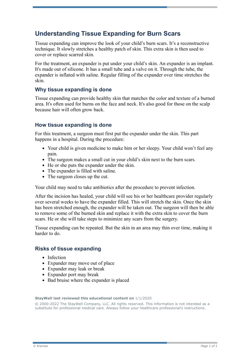 PDF - Understanding Tissue Expanding for Burn Scars - HealthClips Online