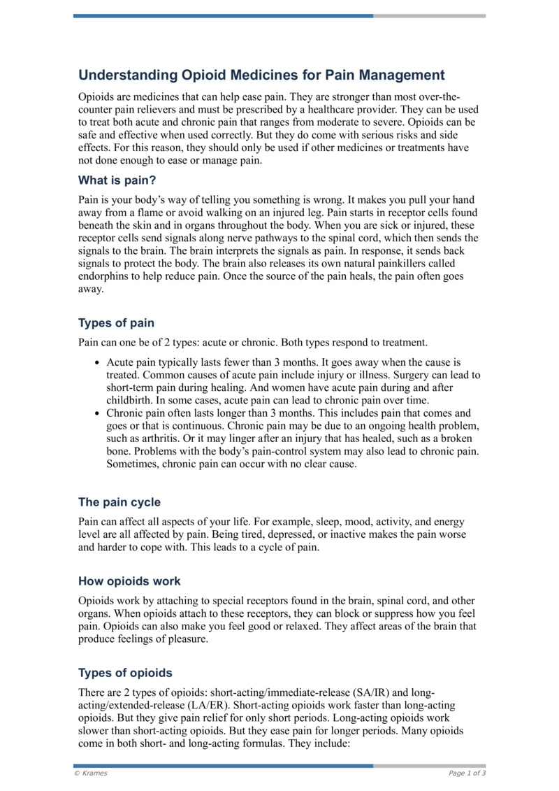 PDF - Understanding Opioid Medicines for Pain Management - HealthClips ...