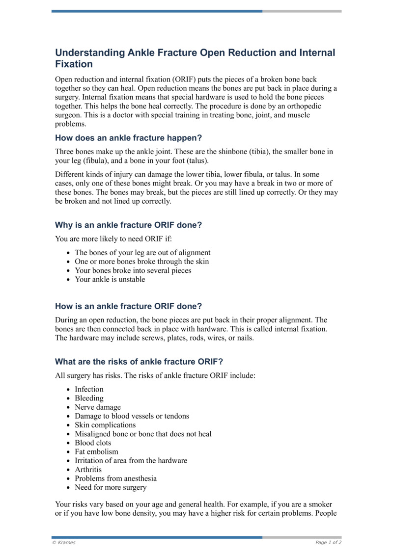 PDF - Understanding Ankle Fracture Open Reduction and Internal Fixation ...