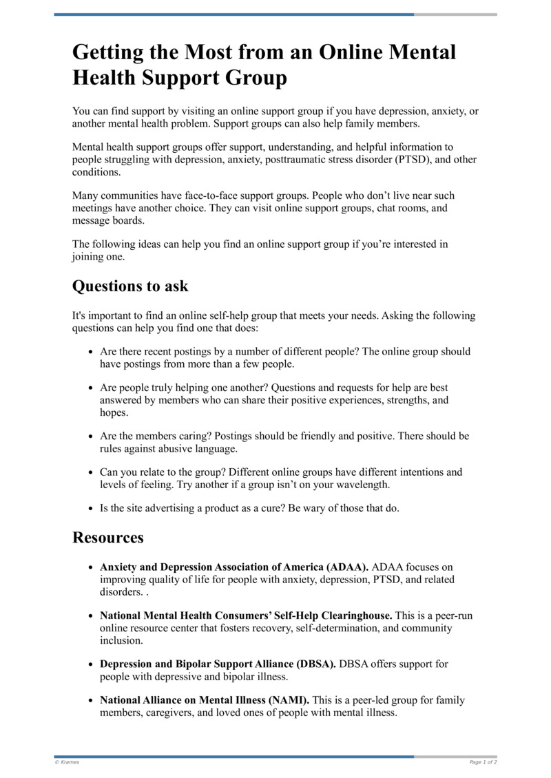 Text - Getting the Most from a Mental Health Support Group ...