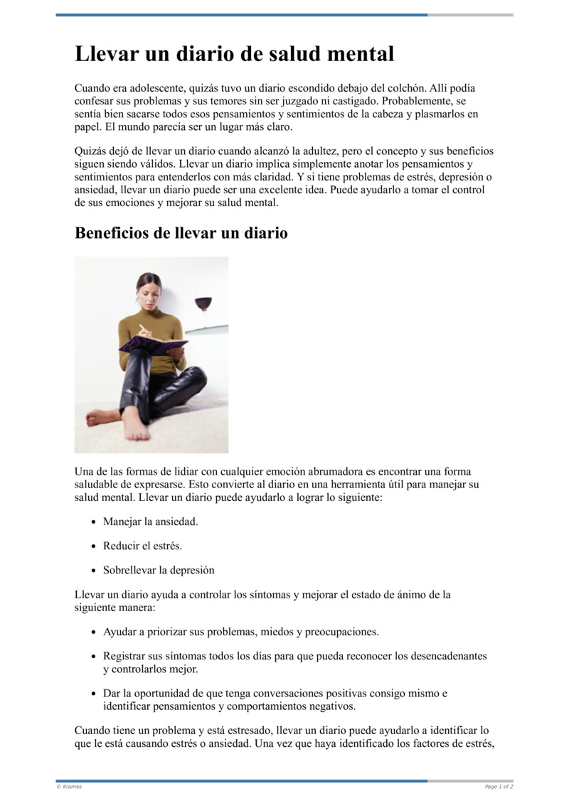 Text - Llevar un diario de salud mental - HealthClips Online