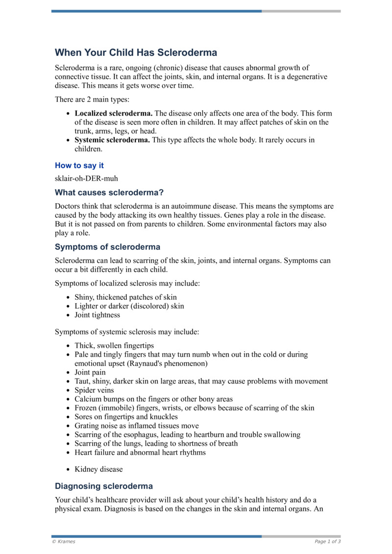 PDF - When Your Child Has Scleroderma - HealthClips Online