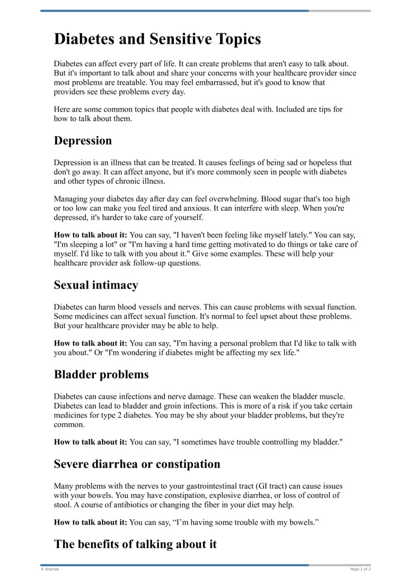 Text - Diabetes and Sensitive Topics - HealthClips Online