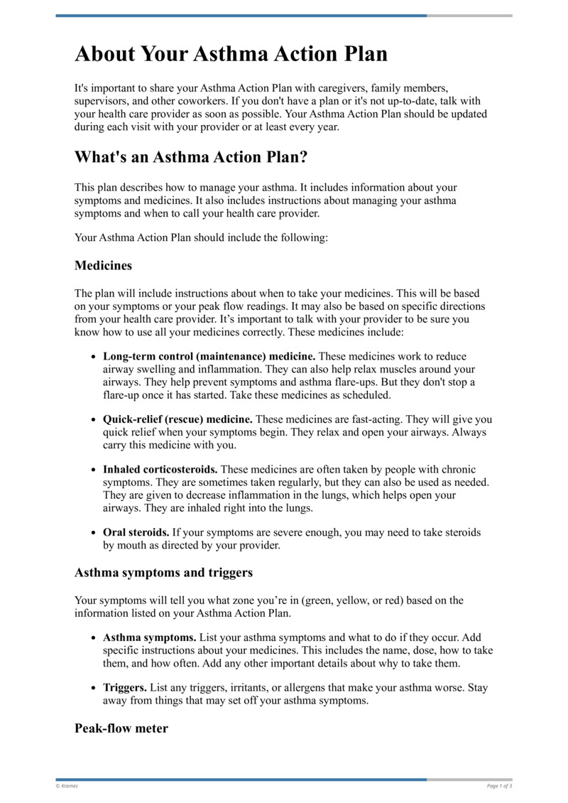 Text - About Your Asthma Action Plan - HealthClips Online Text - About Your Asthma Action Plan - HealthClips Online