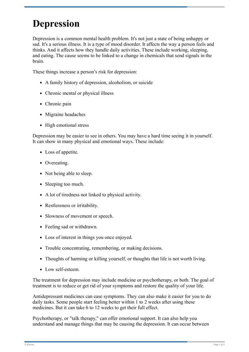 Text - Depression - HealthClips Online
