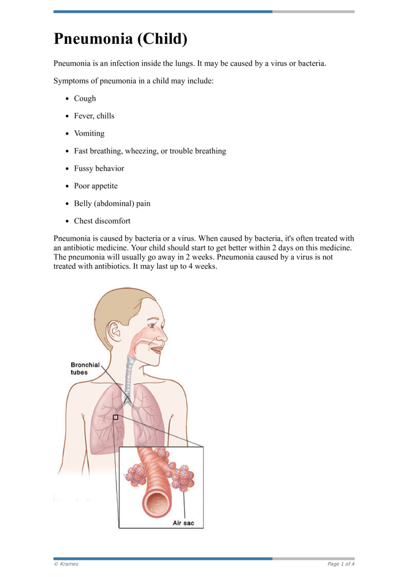 Text - Pneumonia (Child) - HealthClips Online