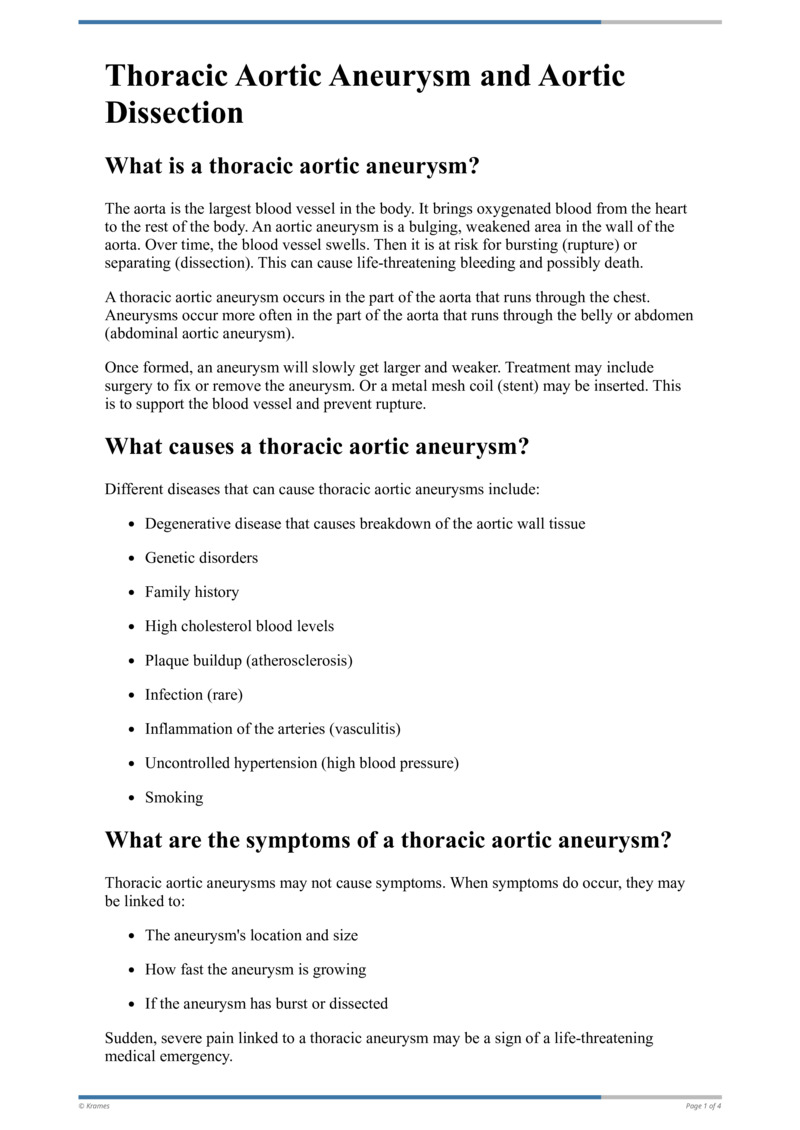 Text - Thoracic Aortic Aneurysm and Aortic Dissection - HealthClips Online