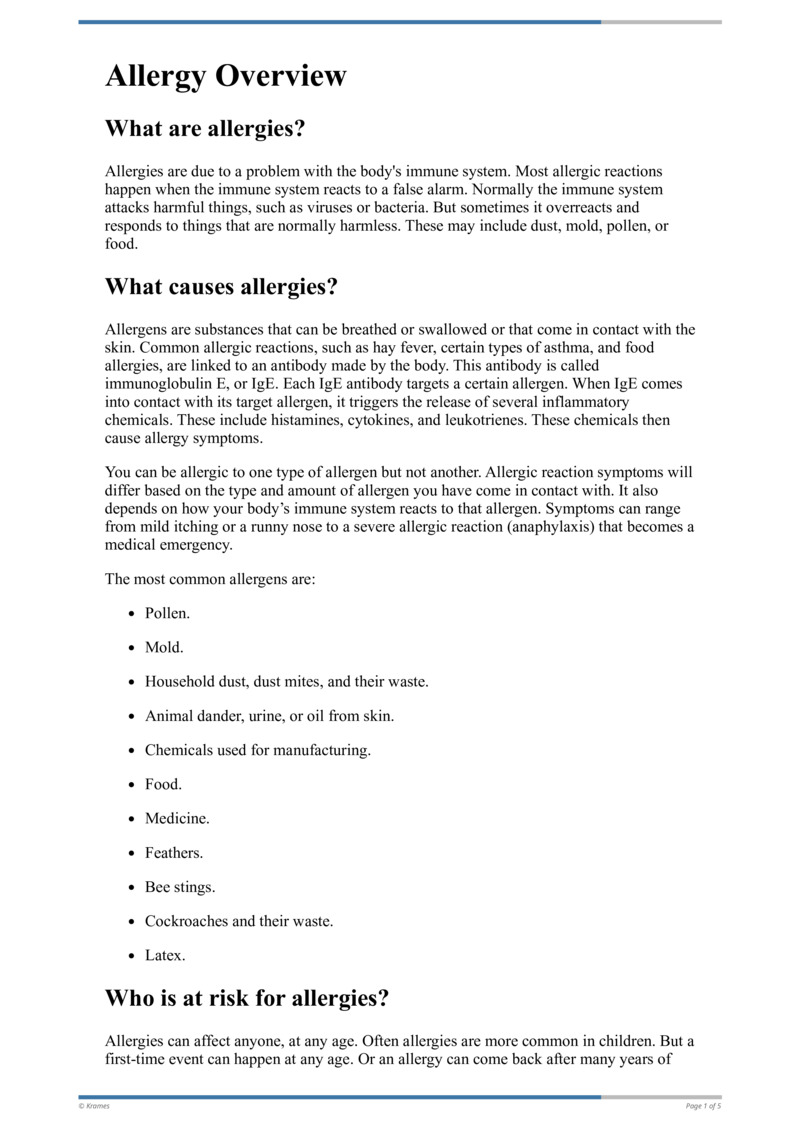 Text - Allergy Overview - HealthClips Online