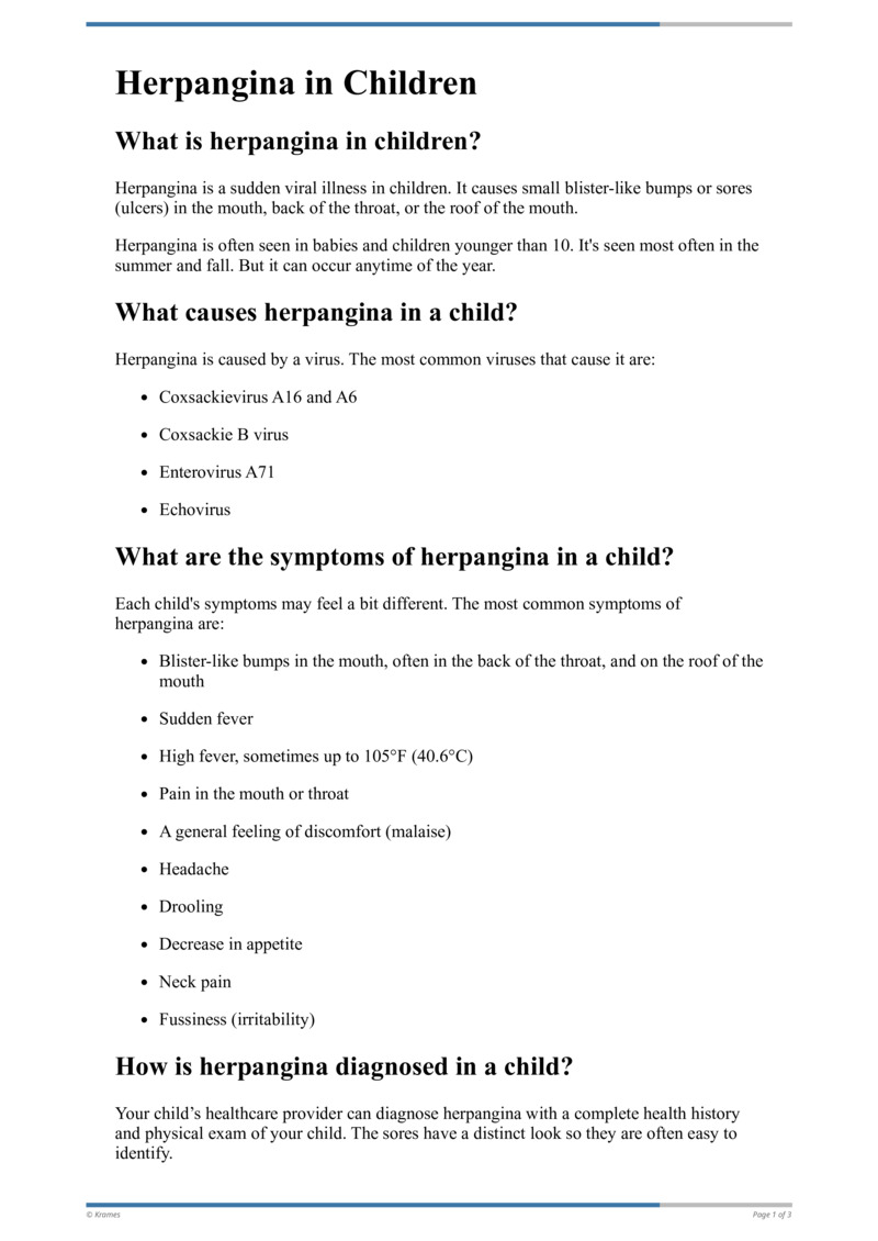 Text - Herpangina in Children - HealthClips Online