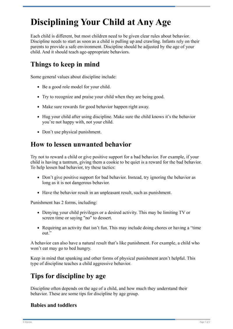Text - Disciplining Your Child at Any Age - HealthClips Online