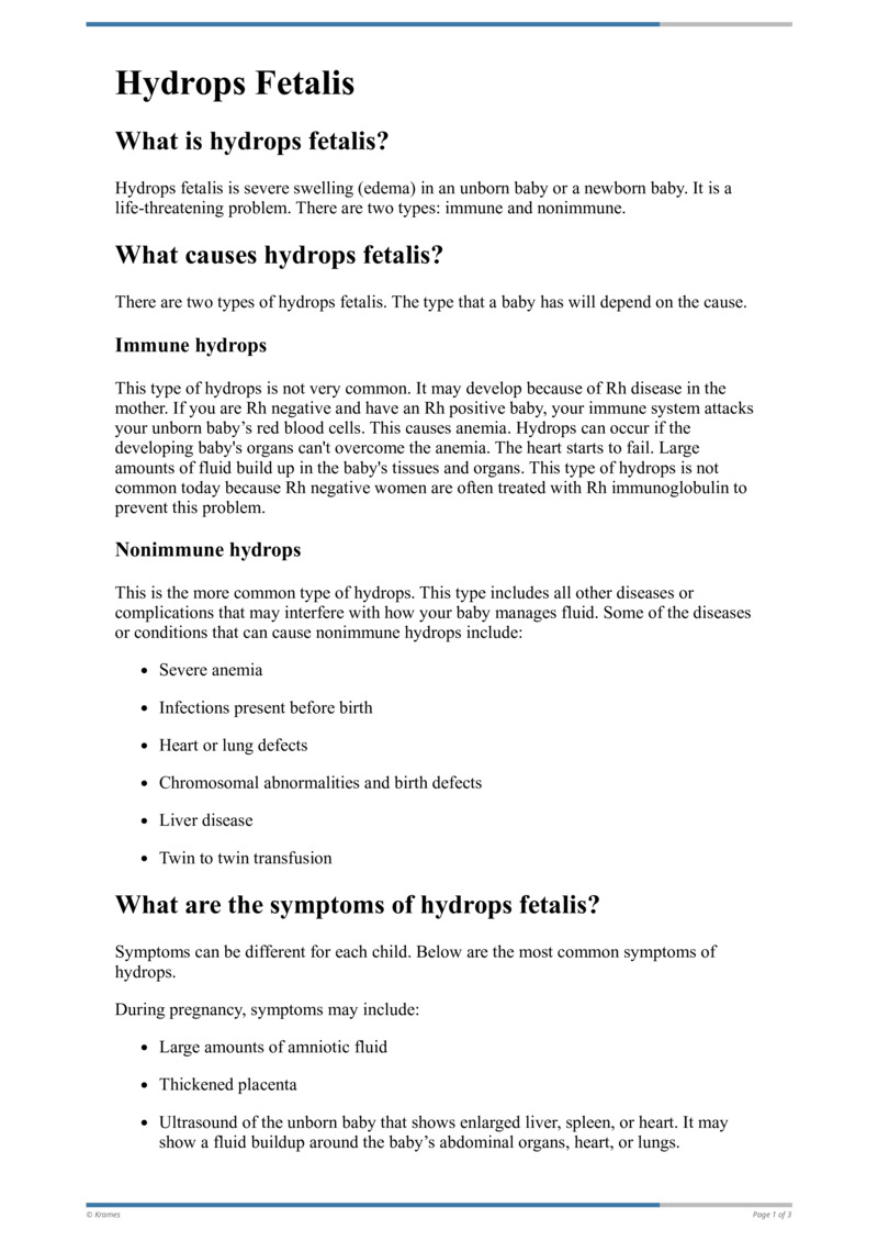 Text - Hydrops Fetalis - HealthClips Online
