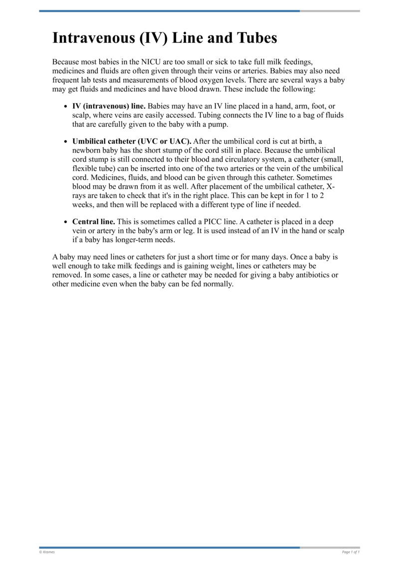Text - Intravenous (IV) Line and Tubes - HealthClips Online