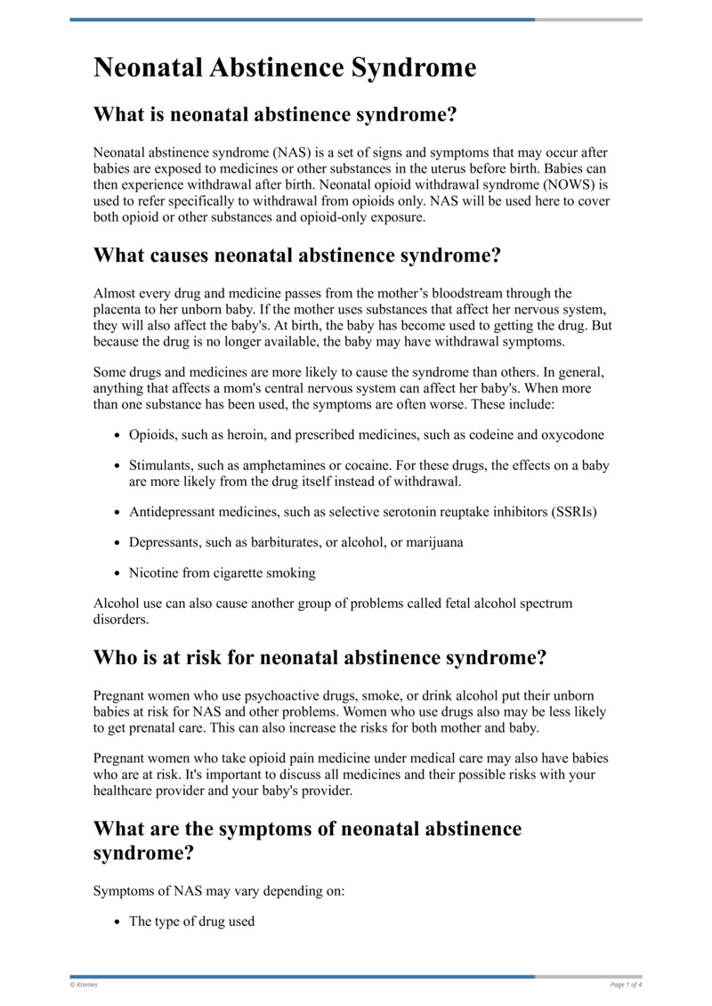 PDF - Neonatal Abstinence Syndrome - HealthClips Online