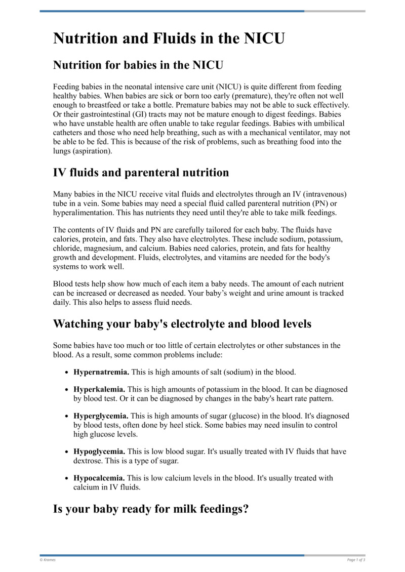 Text - Nutrition and Fluids in the NICU - HealthClips Online