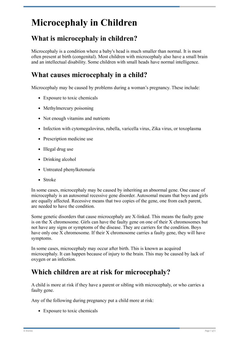 Text - Microcephaly in Children - HealthClips Online