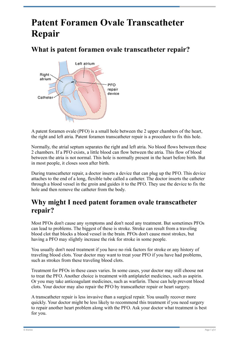 Text - Patent Foramen Ovale Transcatheter Repair - HealthClips Online