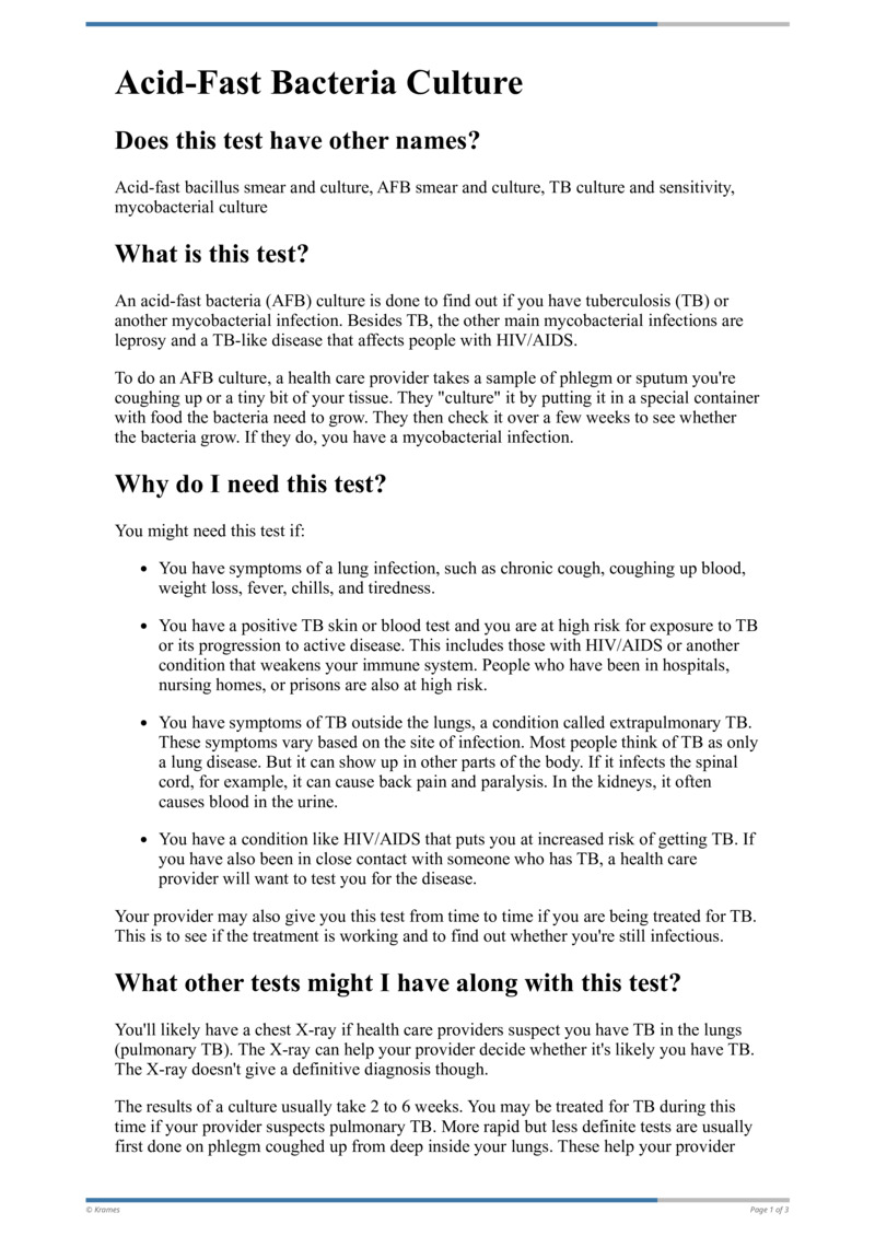 PDF - Acid-Fast Bacteria Culture - HealthClips Online