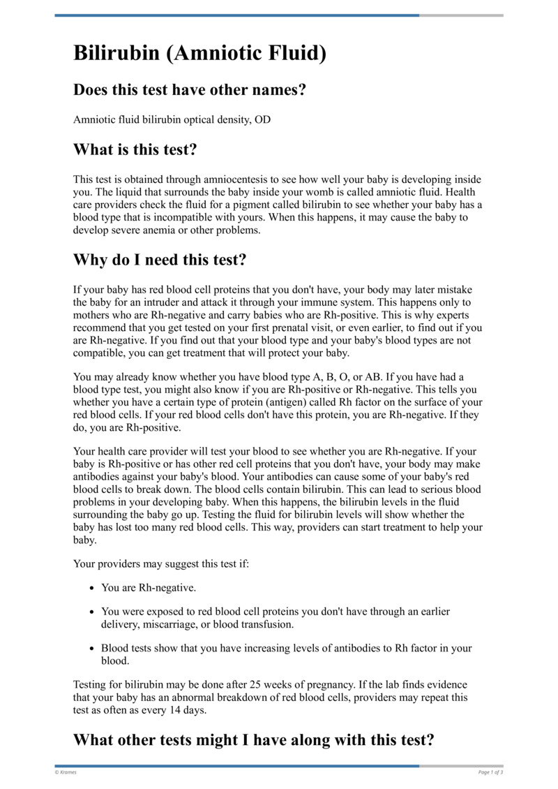 PDF - Bilirubin (Amniotic Fluid) - HealthClips Online