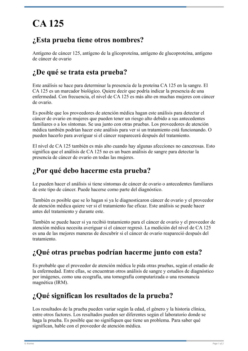 Text - CA 125 - HealthClips Online