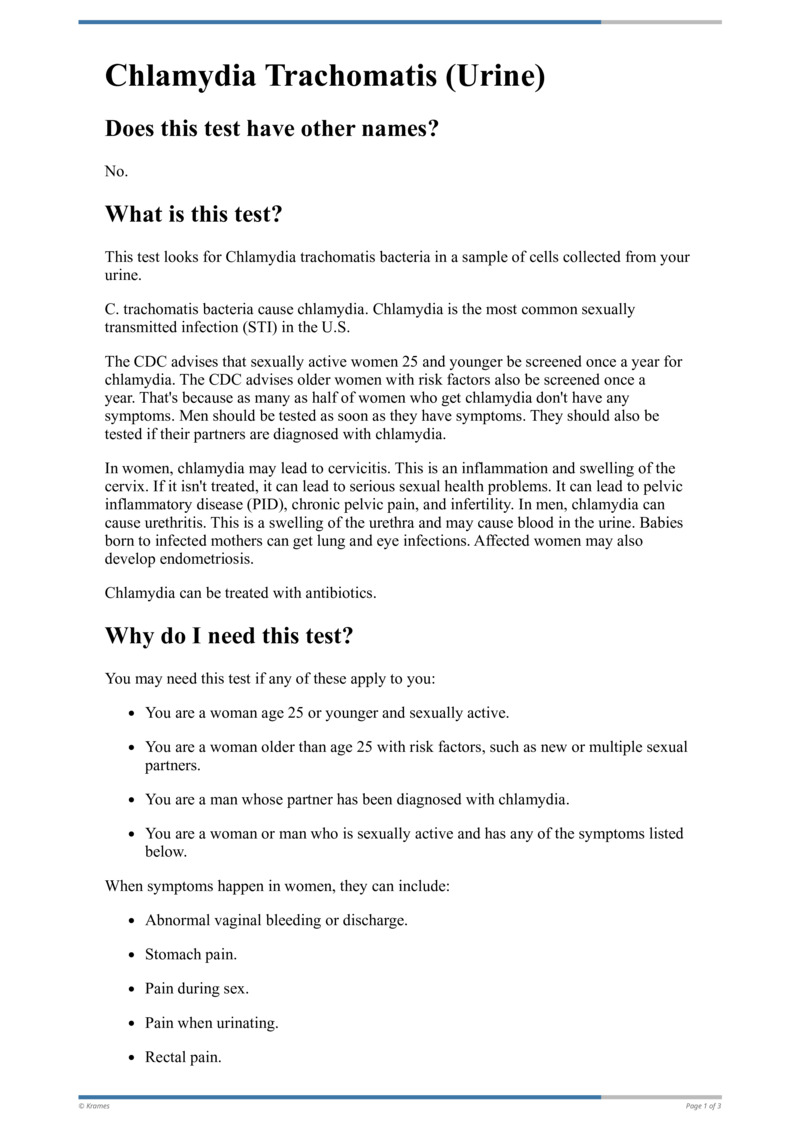 Text - Chlamydia Trachomatis (Urine) - HealthClips Online