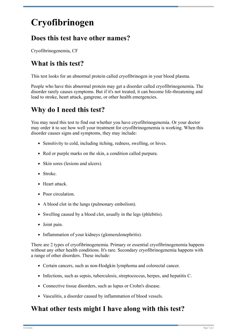 Text - Cryofibrinogen - HealthClips Online
